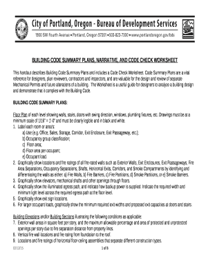 This handout describes Building Code Summary Plans and includes a Code ...