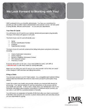 UMR is pleased to be your benefits administrator Doc Template | pdfFiller