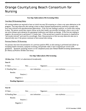 Two Step Tuberculosis (TB) Screening Policy Doc Template | pdfFiller