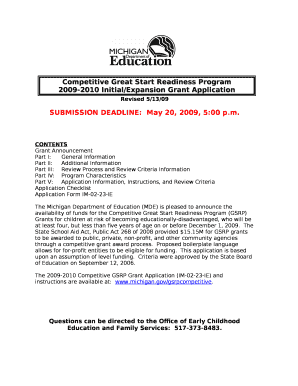 Competitive Great Start Readiness Program Doc Template | pdfFiller