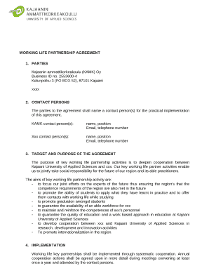 WORKING LIFE PARTNERSHIP AGREEMENT Doc Template | pdfFiller