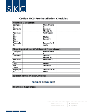 Codian MCU Pre-installation Checklist Doc Template | pdfFiller