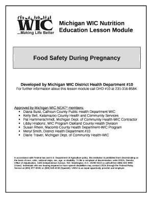 Michigan WIC Nutrition Education Lesson Module Doc Template | pdfFiller