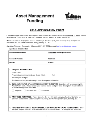 Asset Management Funding template Doc Template | pdfFiller
