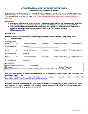 MODIFICATION/REVISION REQUEST Doc Template | pdfFiller