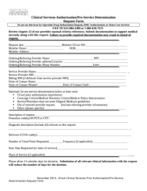 Clinical Services-Authorization/Pre-Service Determination Doc Template ...