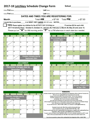 Fillable Online 2017-18 Latchkey Schedule Change Form Fax Email Print ...