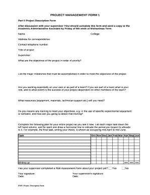 Project Management 1 Doc Template | Pdffiller