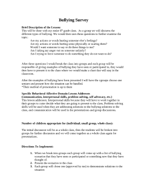 Bullying Survey Doc Template | pdfFiller