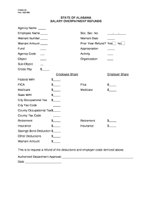 SALARY OVERPAYMENT REFUNDS Doc Template | pdfFiller