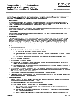 Commercial Property Policy Conditions Doc Template | pdfFiller