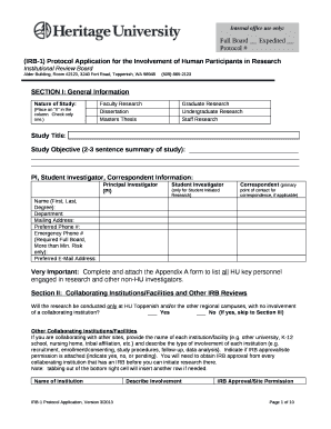 (IRB-1) Protocol Application for the Involvement of Human Participants in Research Doc Template ...