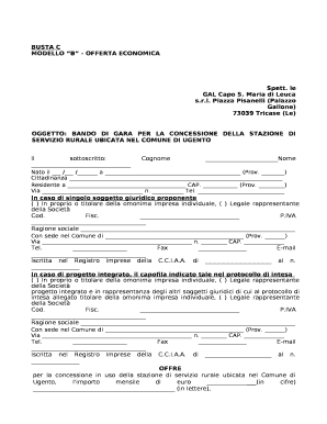 MODELLO B - OFFERTA ECONOMICA Doc Template | pdfFiller