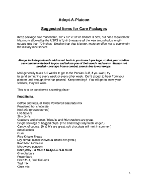 Adopt-A-Platoon Doc Template | pdfFiller