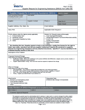 Supplier Request for Engineering Assistance (SREA) Doc Template | pdfFiller