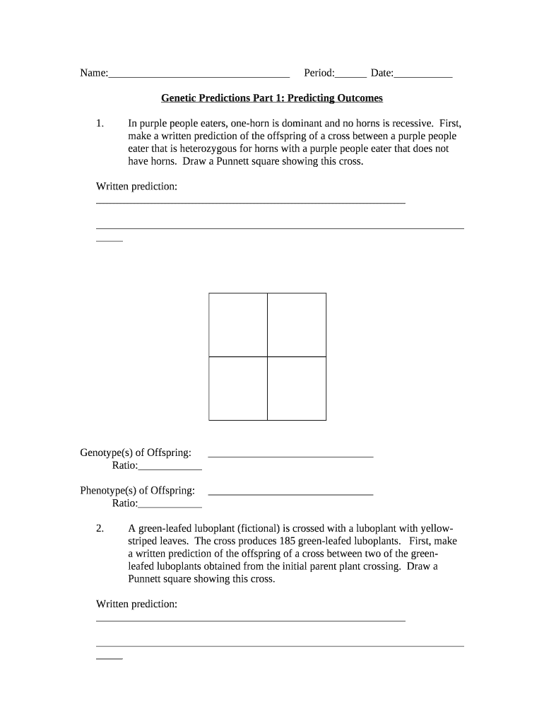Genetic Predictions Part 1: Predicting Outcomes Doc Template | pdfFiller