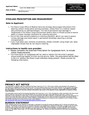 EYEGLASS PRESCRIPTION AND MEASUREMENT Doc Template | pdfFiller