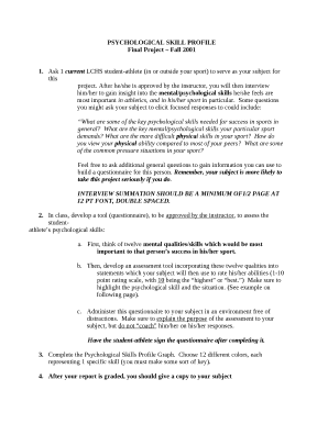 PSYCHOLOGICAL SKILL PROFILE Doc Template | pdfFiller