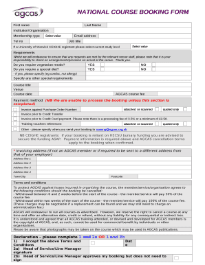 NATIONAL COURSE BOOKING Doc Template | pdfFiller