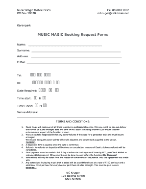 MUSIC MAGIC Booking Request : Doc Template | pdfFiller