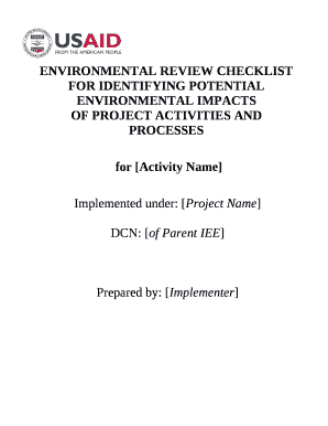 ENVIRONMENTAL REVIEW CHECKLIST FOR IDENTIFYING POTENTIAL ENVIRONMENTAL ...