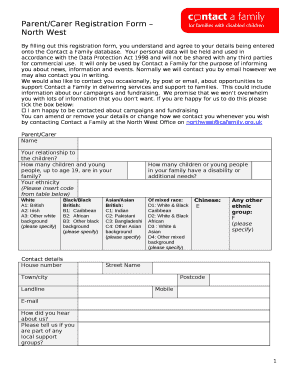 Parent/Carer Registration North West Doc Template | pdfFiller