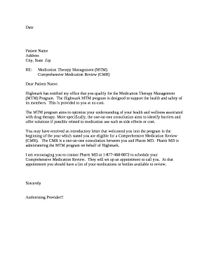 RE:Medication Therapy Management (MTM) Doc Template | pdfFiller