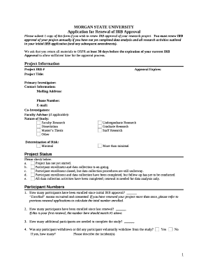Application for Renewal of IRB Approval Doc Template | pdfFiller