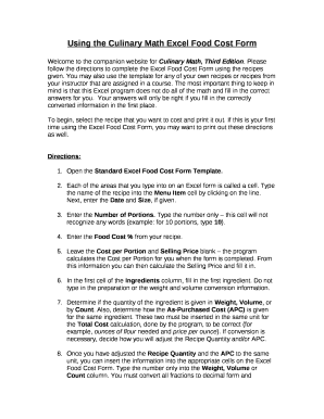 Using the Culinary Math Excel Food Cost Doc Template | pdfFiller