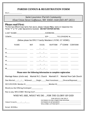 PARISH CENSUS & REGISTRATION Doc Template | pdfFiller