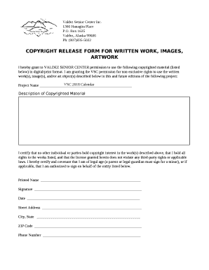 COPYRIGHT RELEASE FOR WRITTEN WORK, IMAGES, ARTWORK Doc Template ...