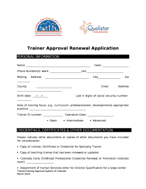 Trainer Approval Renewal Application - ecpd costartstrong Doc Template | pdfFiller