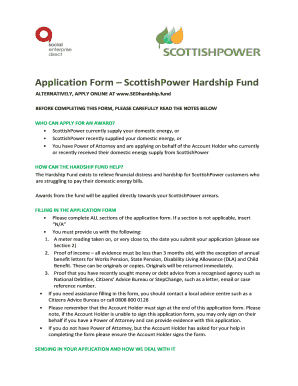Fillable Online Application Form ScottishPower Hardship Fund Fax Email ...