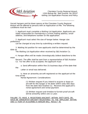 Cherokee County Regional Airport, Doc Template | pdfFiller