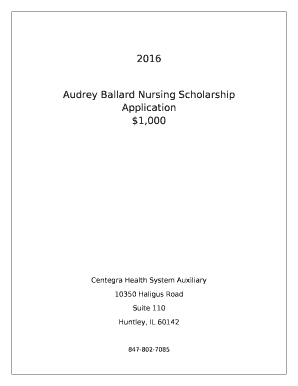 Audrey Ballard Nursing Scholarship Application Doc Template | pdfFiller