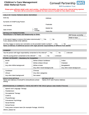 ASD Referral Doc Template | pdfFiller
