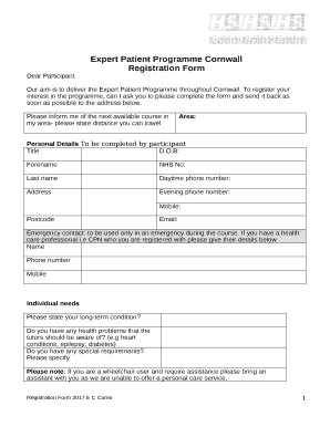 Expert Patient Programme Cornwall Doc Template | pdfFiller