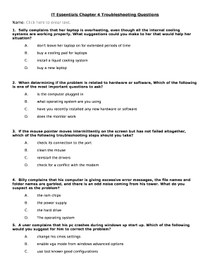 IT Essentials Chapter 4 Troubleshooting Questions Doc Template | pdfFiller