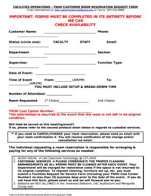 FACILITIES OPERATIONS YNHH CUSTOMER ROOM RESERVATION REQUEST - medicine ...