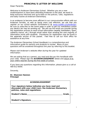 PRINCIPALS LETTER OF WELCOME Doc Template | pdfFiller