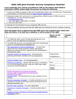ISMA CME Joint Provider Activity Compliance Checklist Doc Template ...