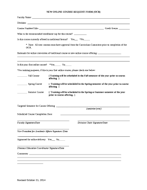 NEW ONLINE COURSE REQUEST (OCR) Doc Template | pdfFiller
