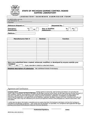 LABORATORY HARDWARE SUBMISSION Doc Template | pdfFiller