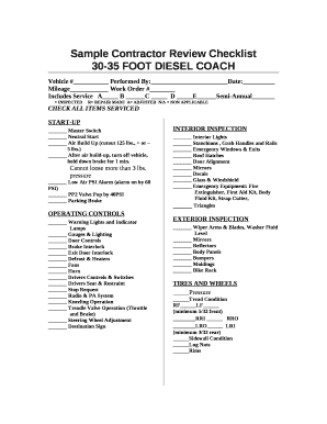 Sample Contractor Review Checklist Doc Template | pdfFiller