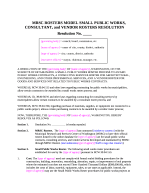 MRSC ROSTERS MODEL SMALL PUBLIC WORKS, Doc Template | pdfFiller