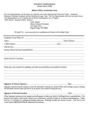 District Officer Nomination Doc Template | pdfFiller