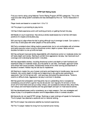 Fillable Online NTRP Self Rating Scale Fax Email Print - pdfFiller