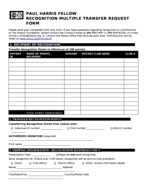 RECOGNITION MULTIPLE TRANSFER REQUEST Doc Template | pdfFiller