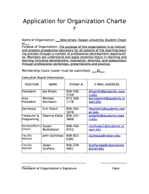 Application for Organization Charter Doc Template | pdfFiller