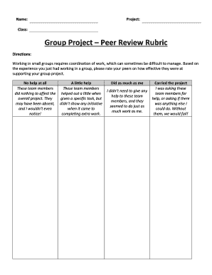 Fillable Online Group Project Peer Review Rubric Fax Email Print ...